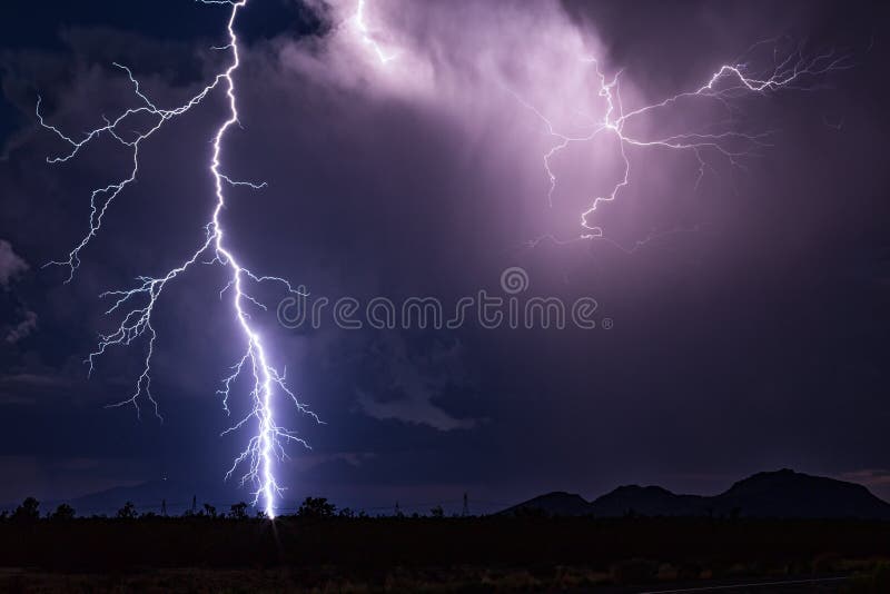 Lightning strike at night stock image. Image of thunderstorm - 82209069