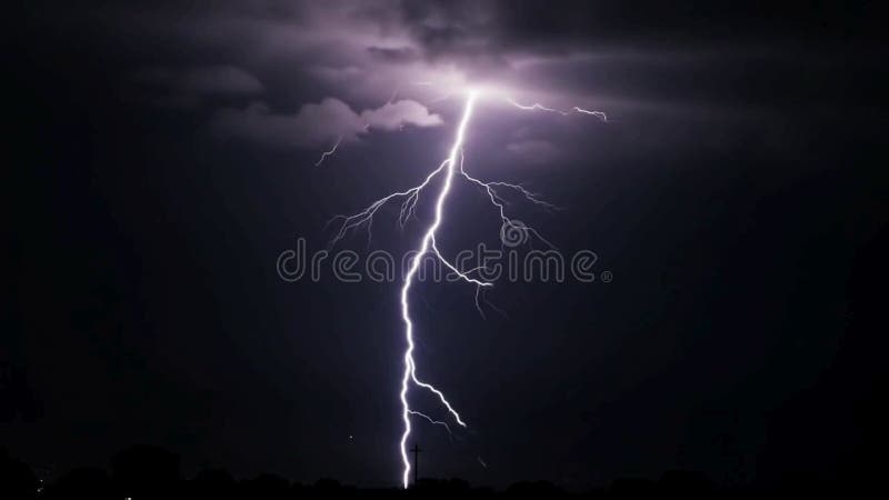 Lightning Strike during a Night Storm with Bright Light, and Forked ...