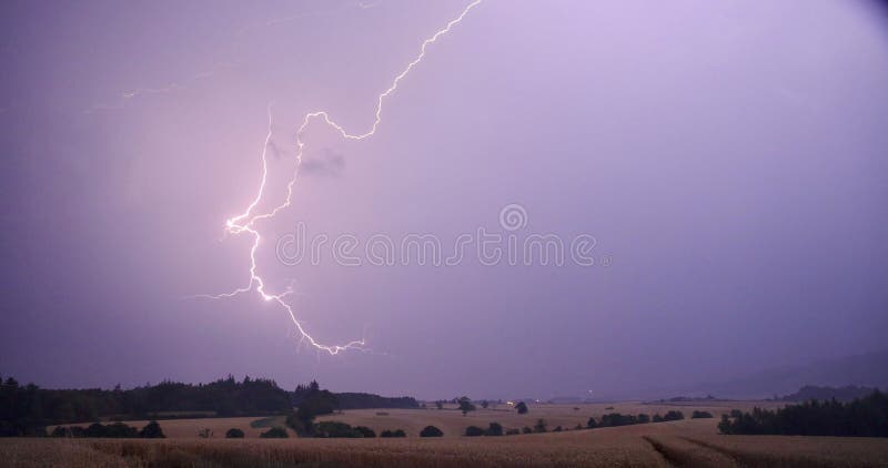 Dramatic Lightning Strike Open Ground Stock Photos - Free & Royalty ...