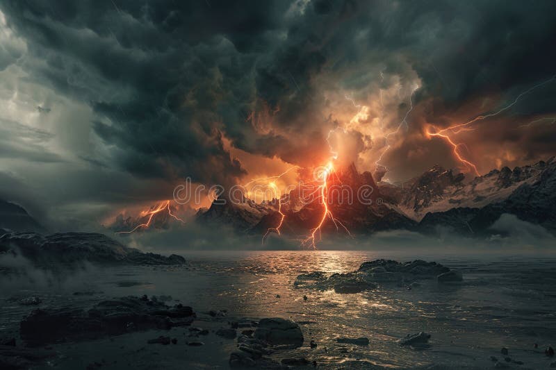 Lightning Strike in the Rocky Moutains. Dramatic Scene and Stormy ...