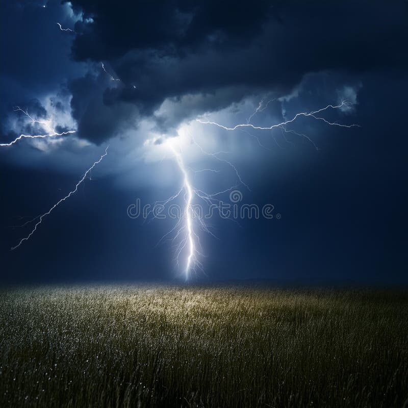 Lightning Strike in the Sky, AI Generated Stock Illustration ...