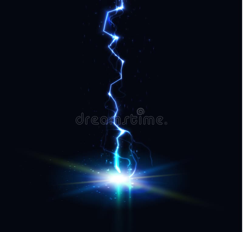 Lightning Flash Light Thunder Spark on Black Background with Clouds ...
