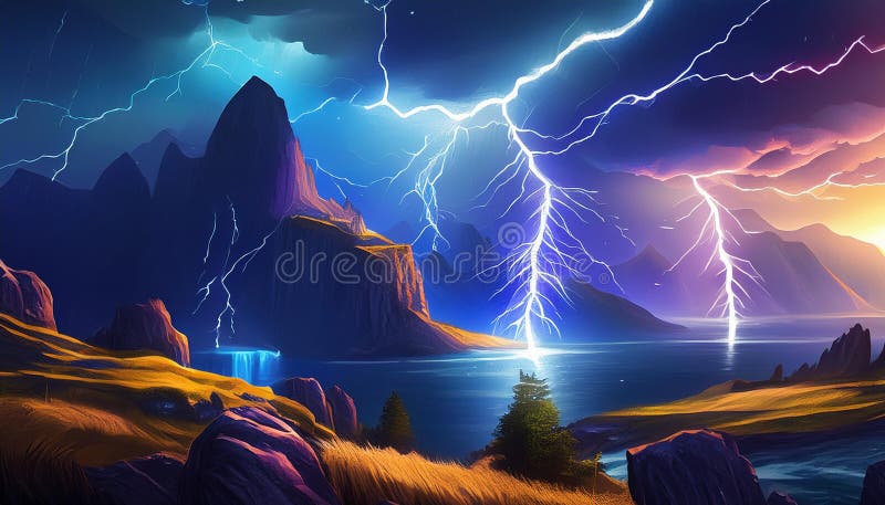 Lightning Strike Thunder Night Sky Thunderstorm Storm Hurricane ...