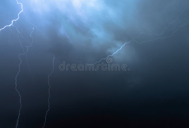 Lightning Strike in Thunderstorm at the End of Summer Stock Photo ...