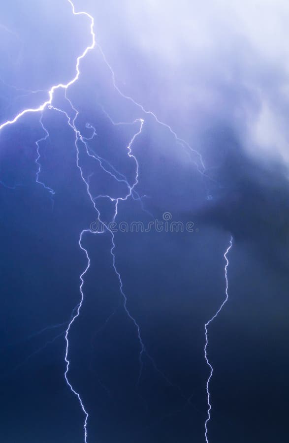 Lightning Strike in Thunderstorm at the End of Summer Stock Photo ...