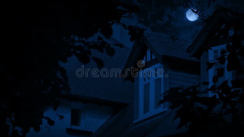 Lightning Strikes Above House Window at Night Stock Video - Video of ...