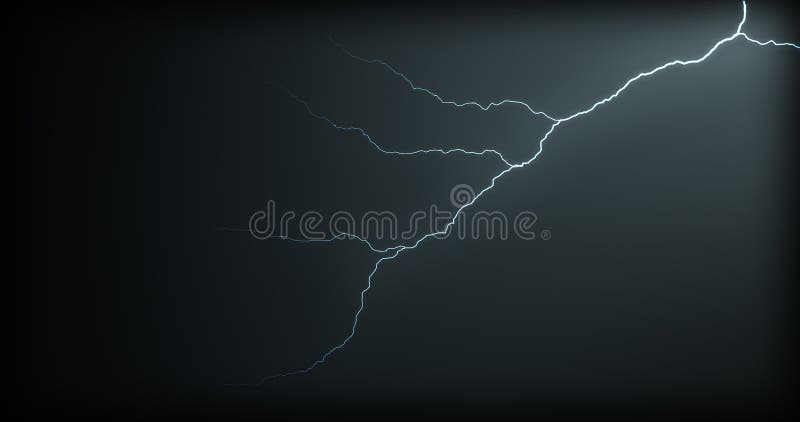 Lightning Strikes on a Black Background with Realistic Reflections ...