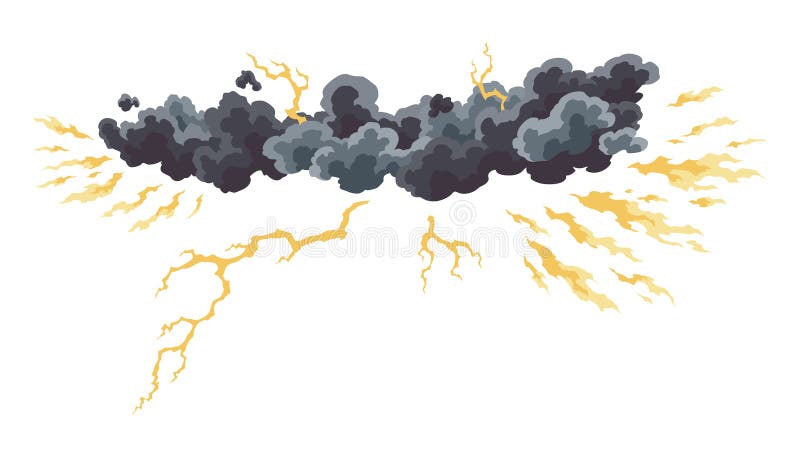 Lightning Strikes from the Cloud. Natural Phenomenon, Light Effect ...