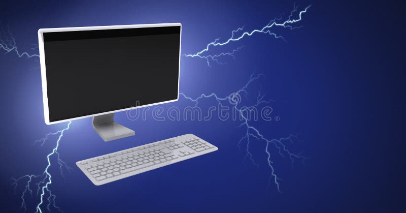 Lightning Strikes and Computer Stock Illustration - Illustration of ...