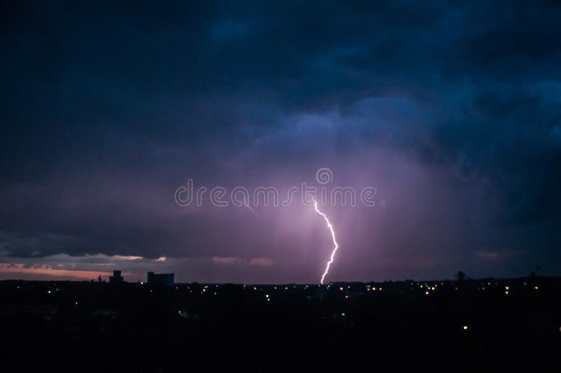 Lightning Strikes in the Dark Sky Stock Image - Image of skyscraper ...