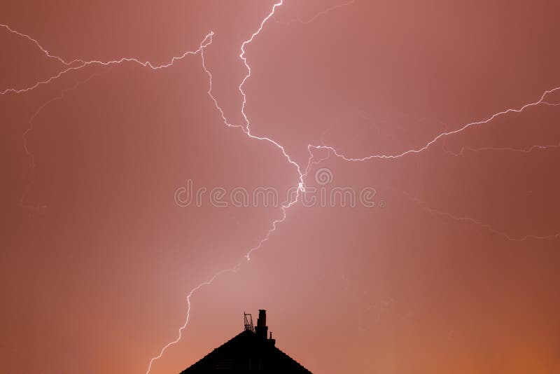 Lightning strikes down stock image. Image of cloud, spark - 47943285