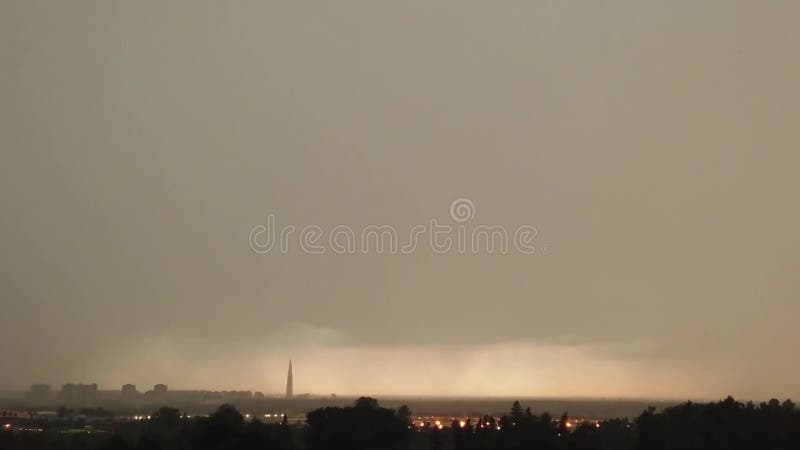 Lightning Strikes Horizontally. Single Thunderbolt Stock Video - Video ...