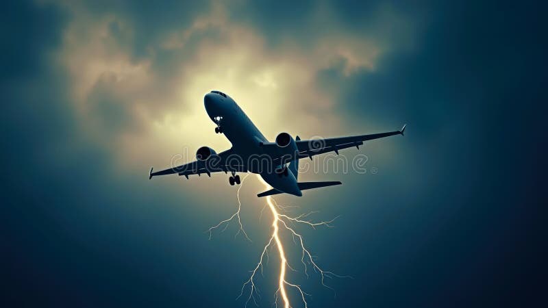 Lightning Strikes Left Side of Passenger Plane during Thunderstorm ...