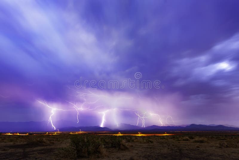 Multiple Lightning Strikes Down Near the City Stock Photo - Image of ...