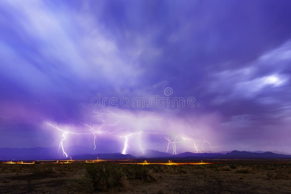 Multiple Lightning Strikes in Dark Blue Sky Stock Image - Image of ...