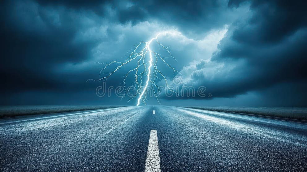 Lightning Strikes on the Open Road a Dramatic Display of Nature S Power ...