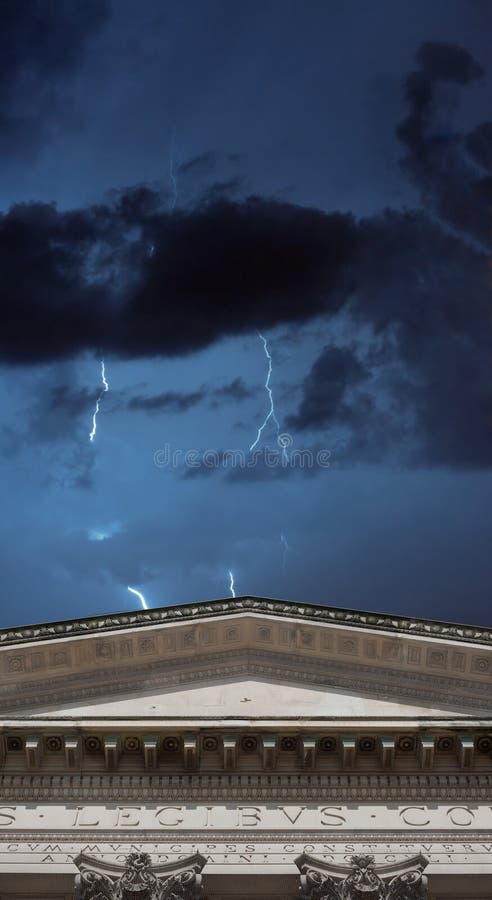 Lightning Strikes Over Bank Stock Image - Image of building, justice ... Lightning Strikes Over Bank Stock Image - Image of building, justice ...