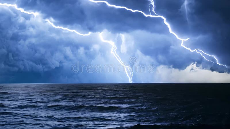 Lightning Strikes Over the Ocean during a Storm Stock Video - Video of ...
