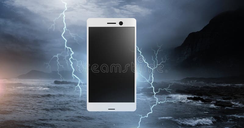 Lightning Strikes and Phone Stock Illustration - Illustration of nature ...