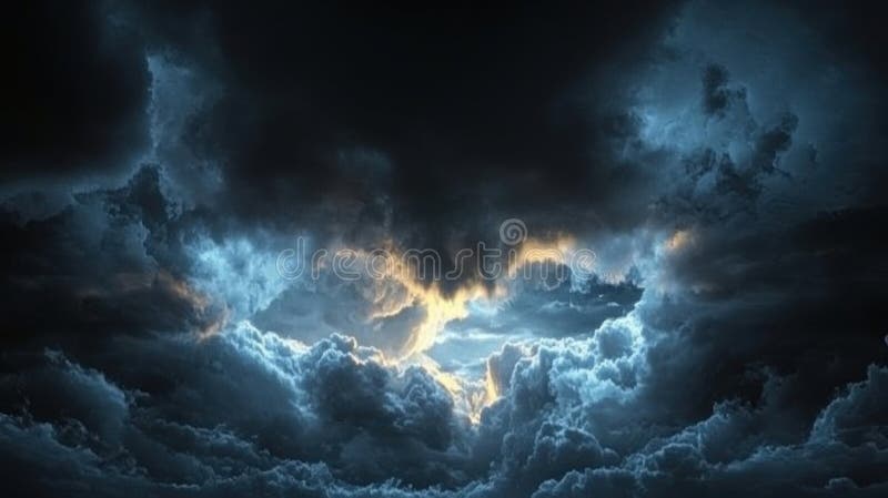 Lightning Strikes from a Powerful Supercell Storm Over a Field Stock ...