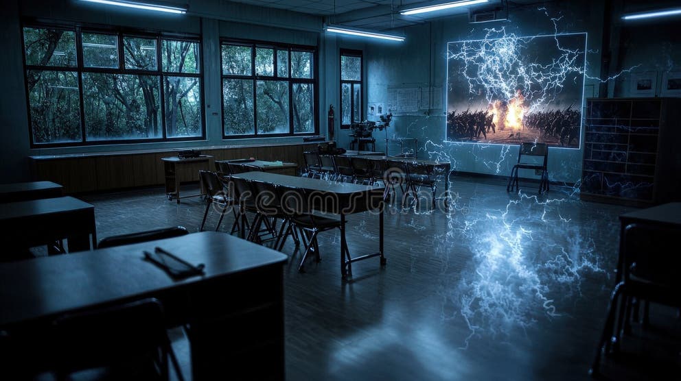 Lightning Strikes during Science Presentation Classroom Digital Art ...