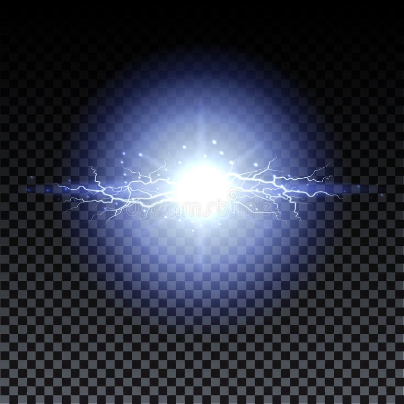 Lightning Strikes and Sparks, Electrical Energy on Transparent ...