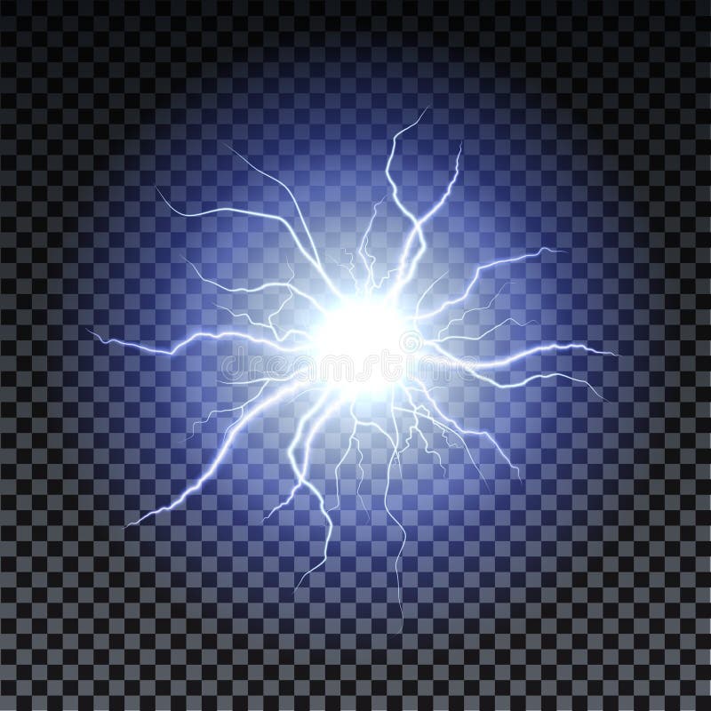 Lightning Strikes and Sparks, Electrical Energy on Transparent ...