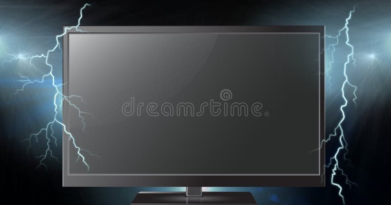 Lightning Strikes and Television Screen Monitor Stock Illustration ...