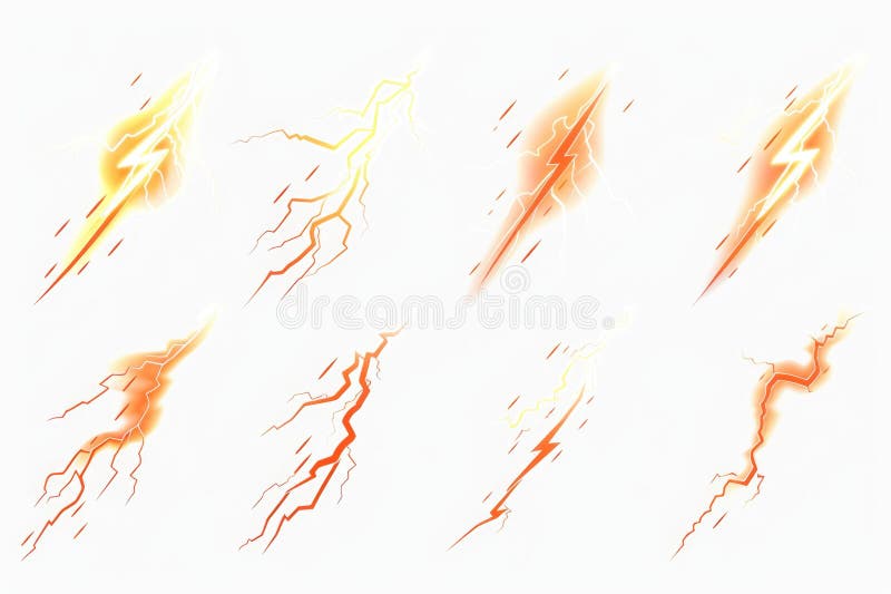 Lightning Strikes on a White Background, Suitable for Various Design ...