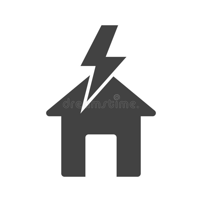 Lightning Striking House stock vector. Illustration of concept - 90702263