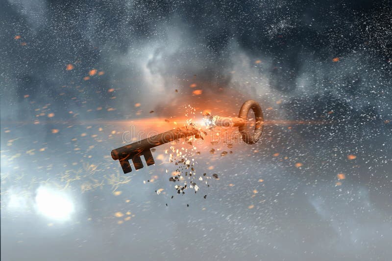 Lightning Striking Key. Mixed Media Stock Illustration - Illustration ...