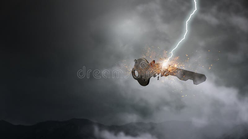 Lightning Striking Key. Mixed Media Stock Image - Image of access ...