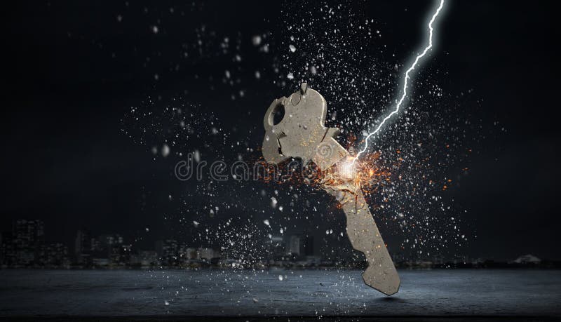 Lightning Striking Key. Mixed Media Stock Photo - Image of safety ...