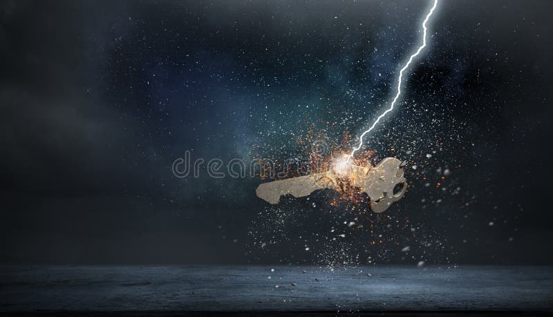 Lightning Striking Key. Mixed Media Stock Photo - Image of object ...
