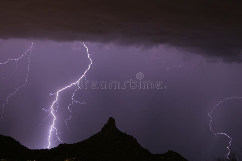 Lightning Striking the Foothills of the Rocky Mountains Stock Image ...