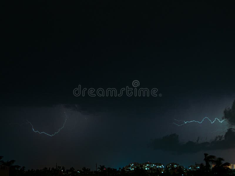 Lightning Striking on a Rainy Day with Great Details. Stock Photo ...