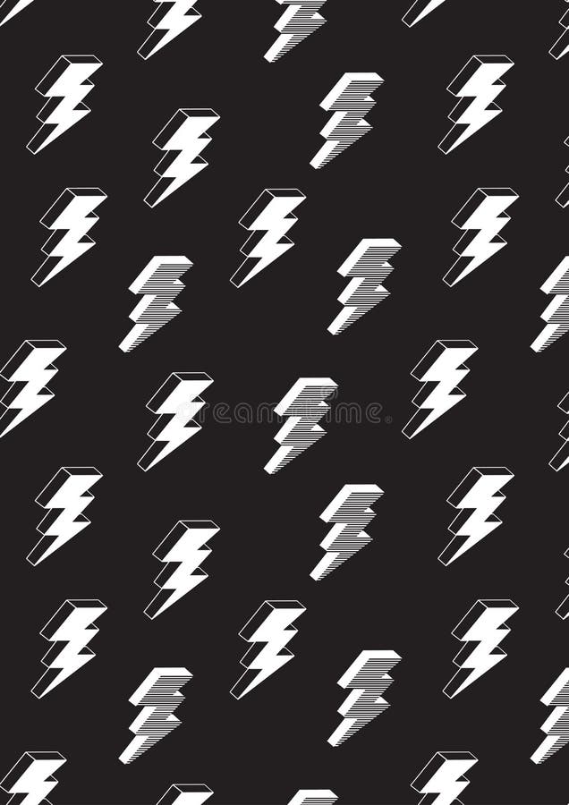 Black and White Abstract Lightning Seamless Pattern Stock Vector ...