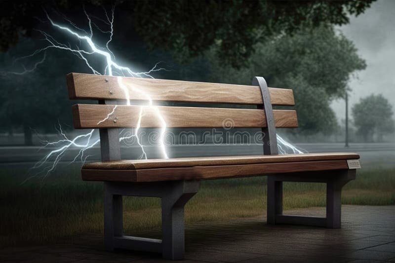 Lightning Struck Park Benches Realistic. Generative AI Stock ...