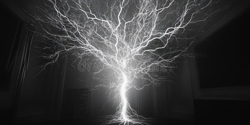 Lightning struck tree stock photo. Image of glow, tree - 377929064