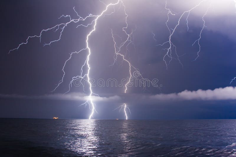 Lightning over water stock image. Image of storm, water - 10852937