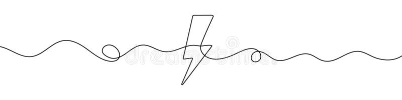 Lightning Symbol in Continuous Line Drawing Style. Line Art of ...