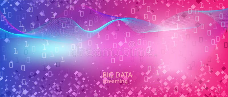 Lightning Tech Vector Landing Page. Matrix Falling Binary Code. Blue ...