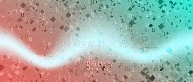 Lightning Tech Vector Landing Page. Matrix Flying Binary Code. Digital ...