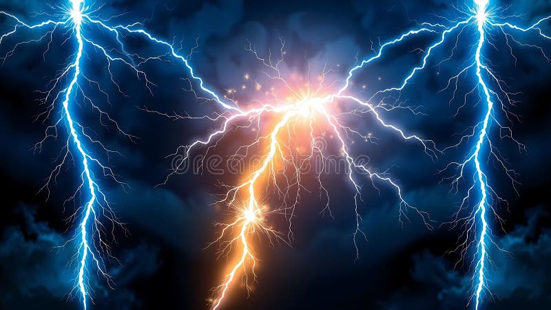 Lightning and Thunder Blue Glow and Sparkle Effect with Electric ...