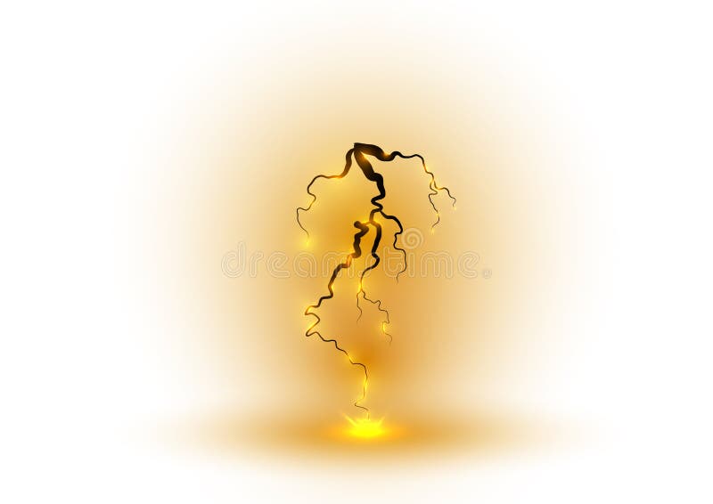 Orange Lightning on White Background Stock Illustration - Illustration ...
