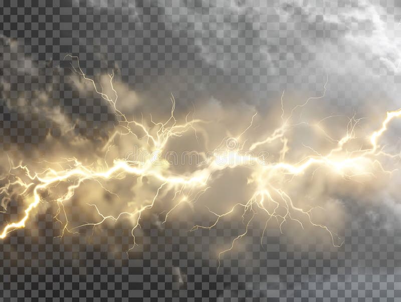Lightning Thunder Overlay Effect Cut Out Against Transparent Background ...