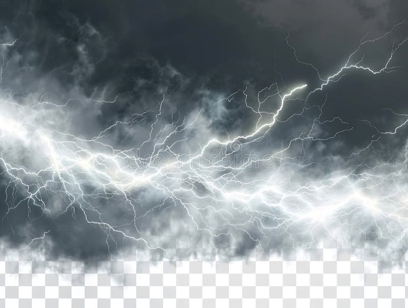 Lightning Thunder Overlay Effect Cut Out Against Transparent Background ...