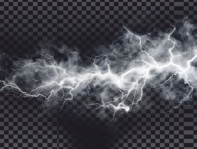 Lightning Thunder Overlay Effect Cut Out Against Transparent Background ...