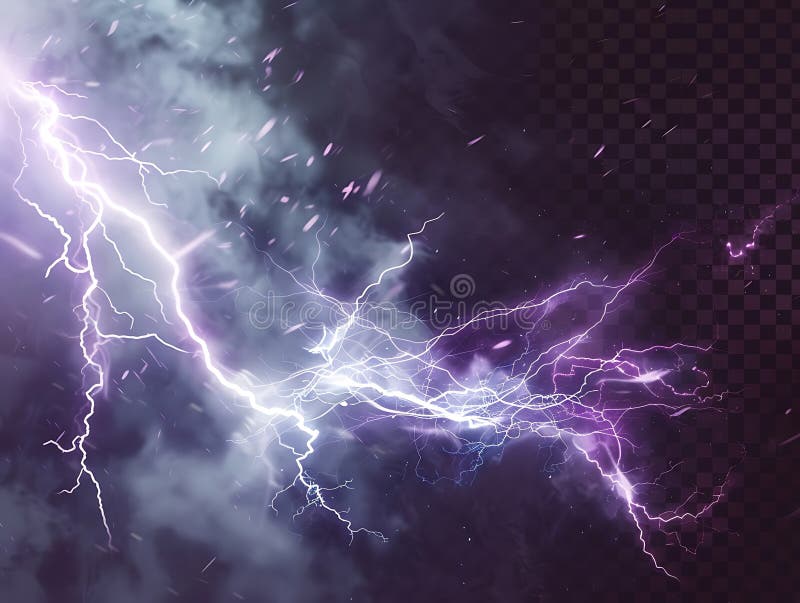 Lightning Thunder Overlay Effect Cut Out Against Transparent Background ...