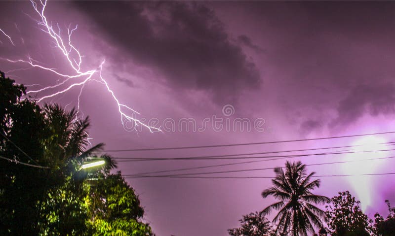 Lightning stock photo. Image of purple, rain, power, flash - 42745524